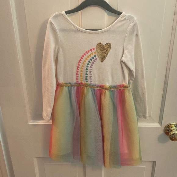 Cat & Jack | Dresses | Cat Jack 5t Cream Rainbow Dress With Tulle Play ...